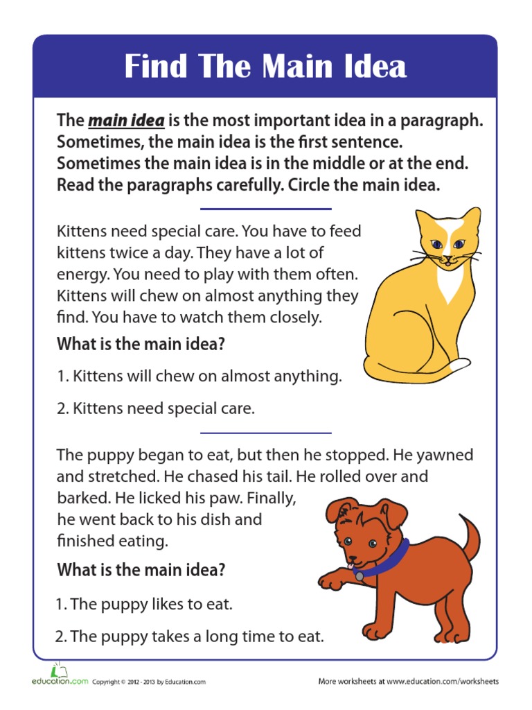 Main Idea (Reading Comprehension) | PDF | Animals And Humans