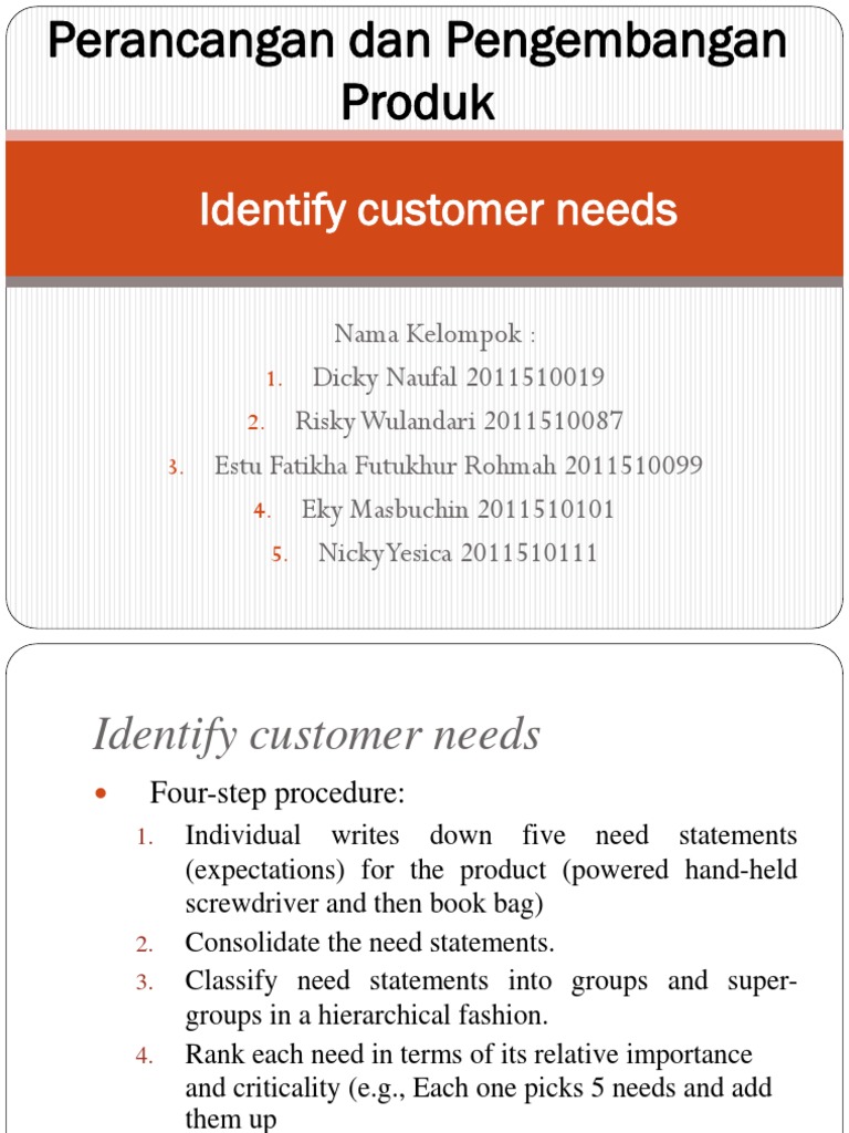 Identify Customer Needs FIX | PDF