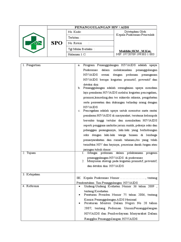 Sop Penanggulangan Hiv | PDF