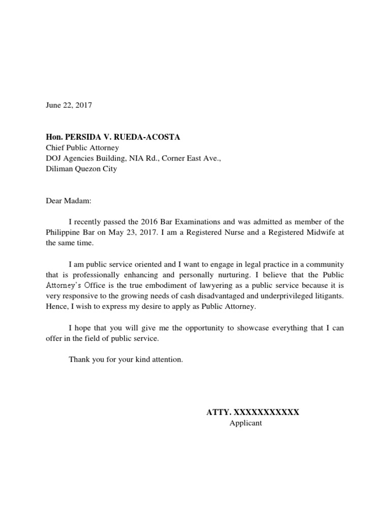 Public Attorney Application Letter | PDF