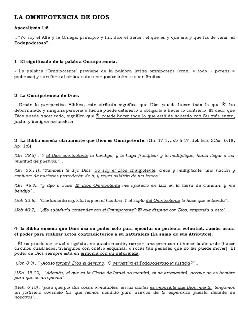 LECCIÓN #4 - La Omnipotencia de Dios | PDF | Omnipotencia | Dios