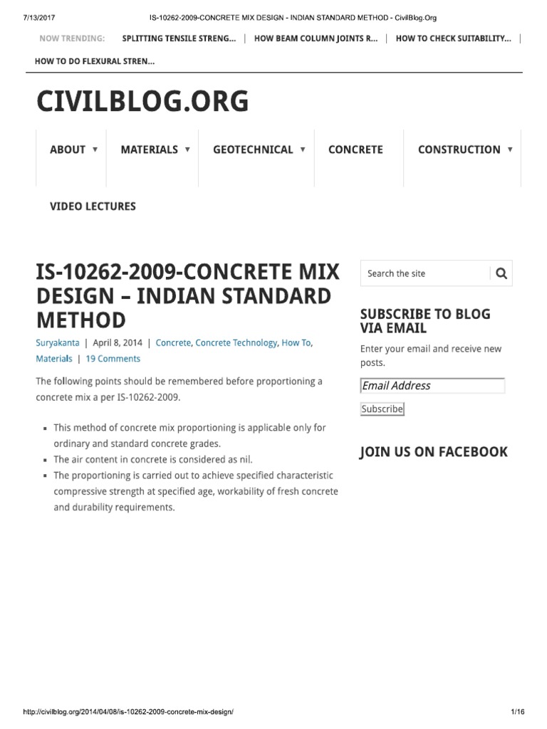 Is-10262-2009-Concrete Mix Design - Indian Standard Method | PDF