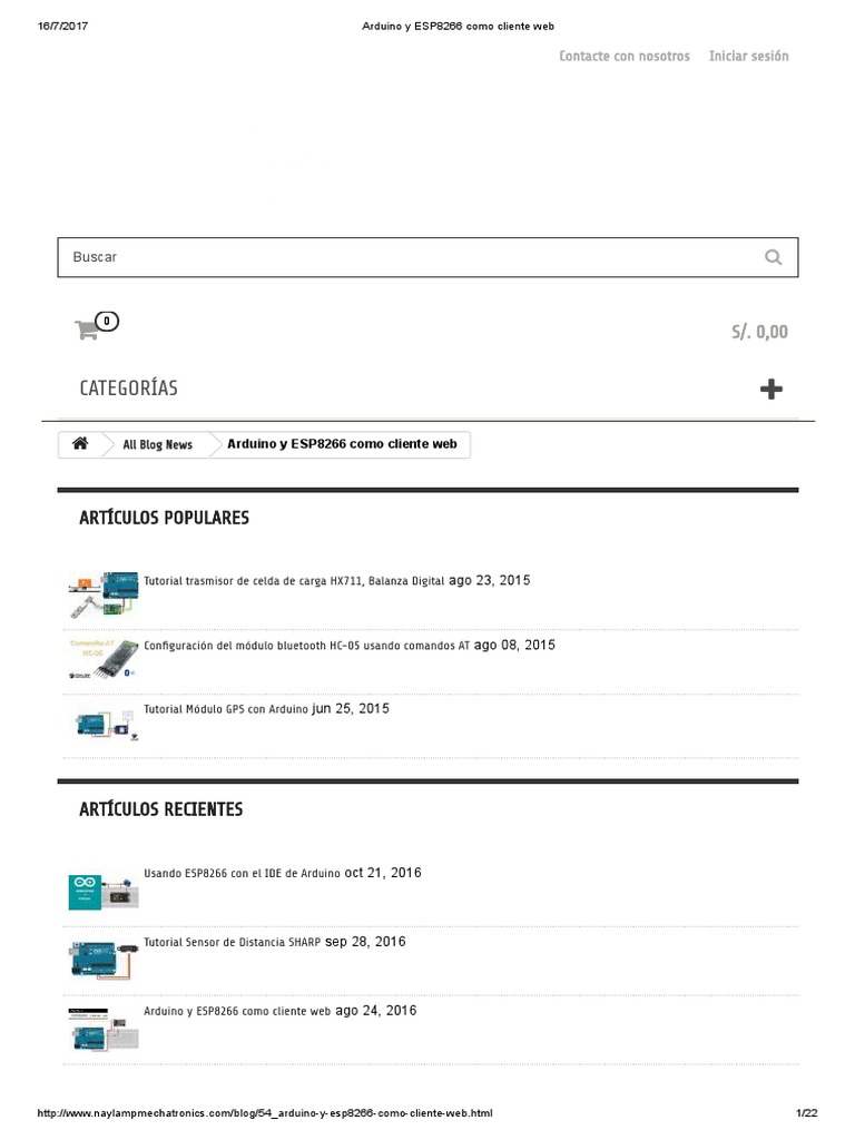 Arduino y ESP8266 Como Cliente Web | PDF | Servidor web | Internet y web Arduino y ESP8266 Como Cliente Web | PDF | Servidor web | Internet y web