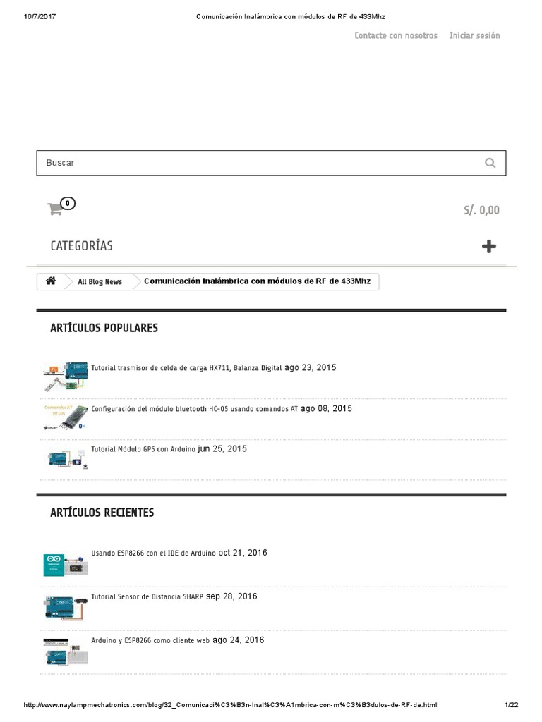 Comunicación Inalámbrica Con Módulos de RF de 433Mhz | PDF | Arduino ...