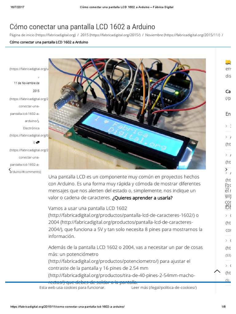Cómo Conectar Una Pantalla LCD 1602 A Arduino - Fábrica Digital | PDF | Arduino | Ingeniería ...