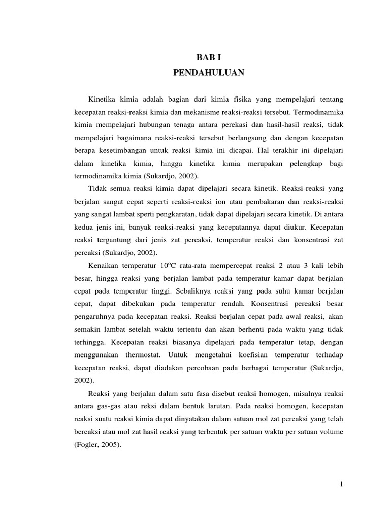 Kinetika Reaksi Homogen | PDF