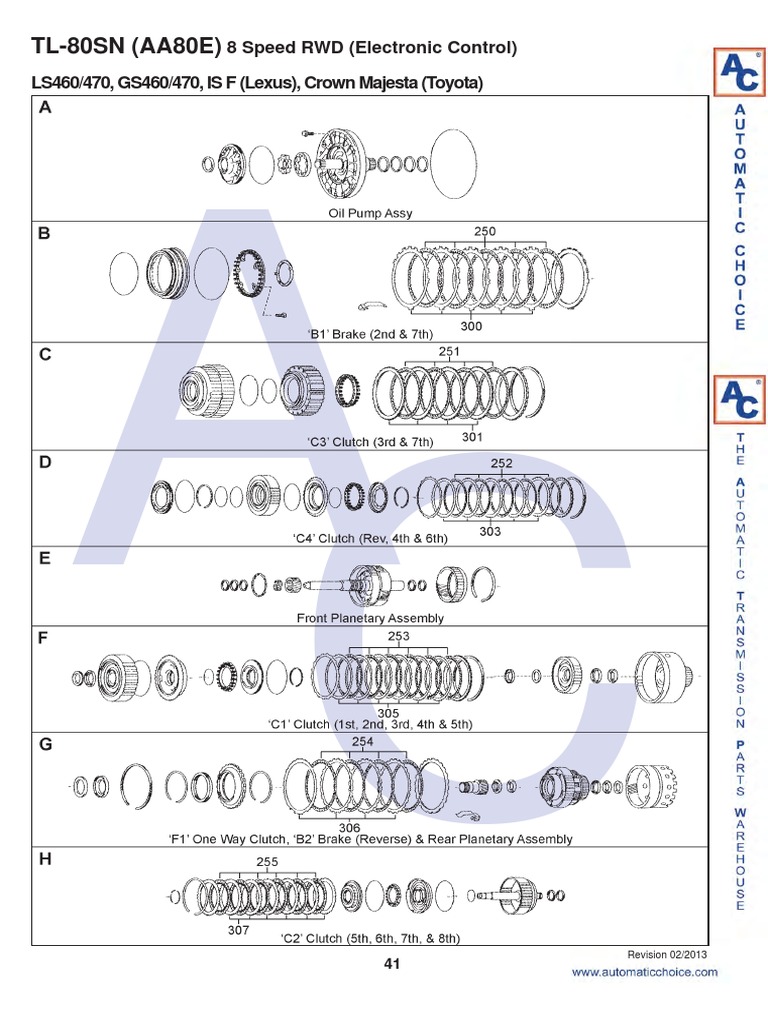TL-80SN (AA80E) : 8 Speed RWD (Electronic Control) LS460/470, GS460/470 ...