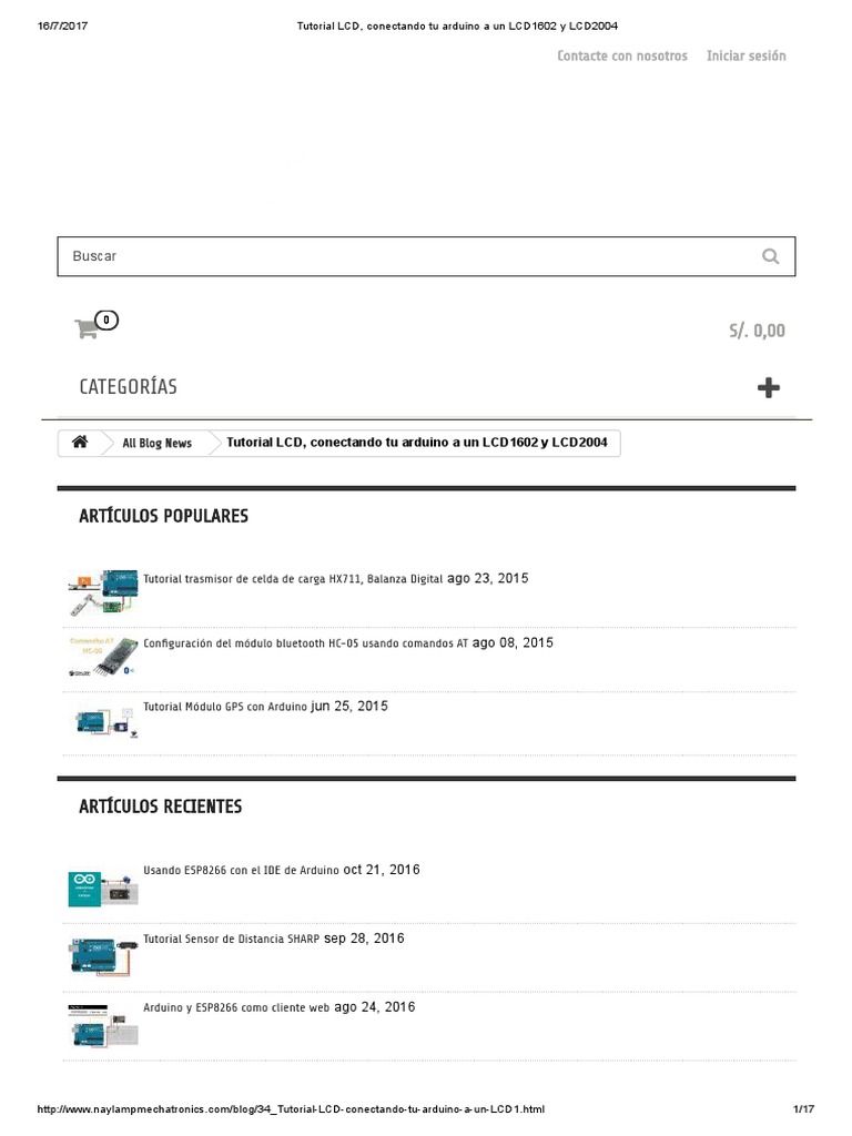Tutorial LCD, Conectando Tu Arduino A Un LCD1602 y LCD2004 | PDF | Arduino | Pantalla de cristal ...
