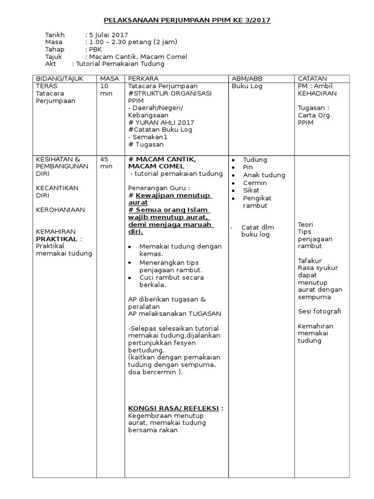 01 - RPH PPIM (Cara Pakai Tudung) | PDF