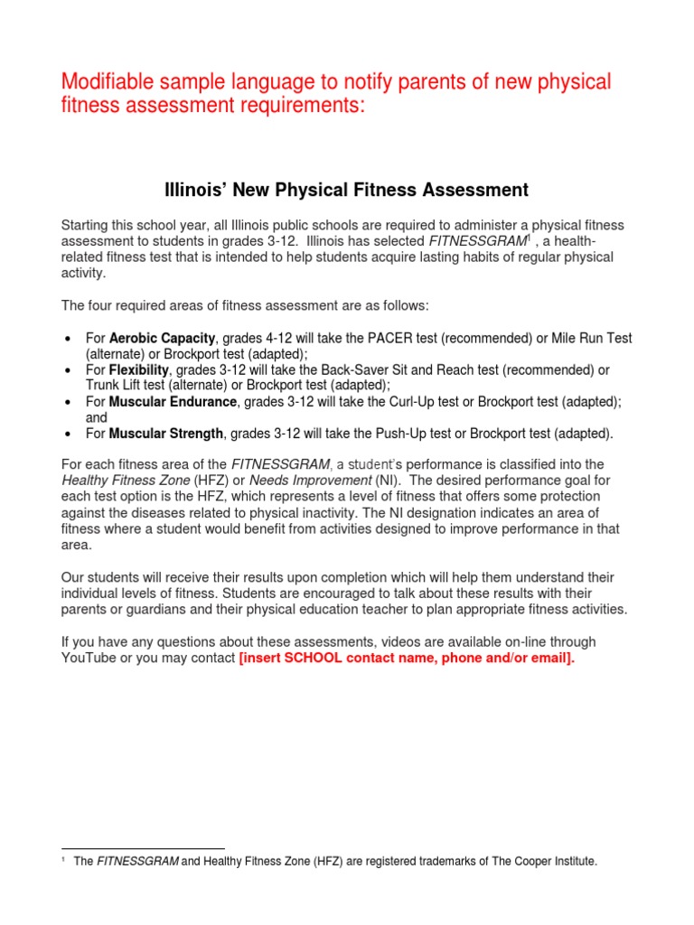 Fitness Asmt Parent Language | PDF