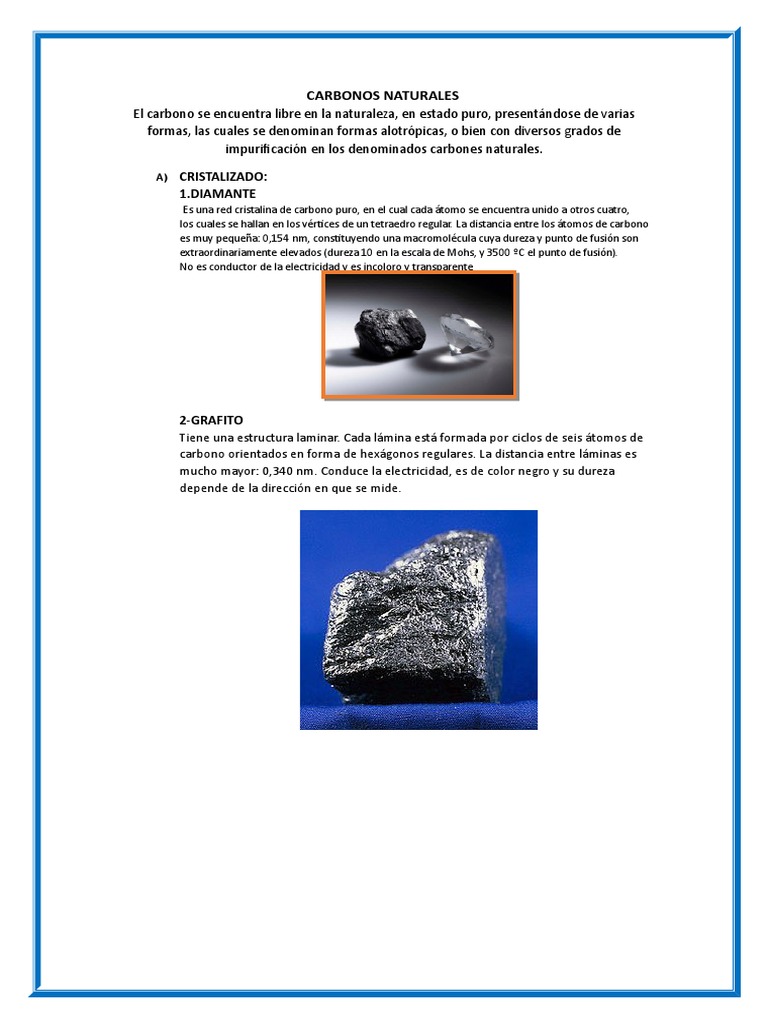 Formas Naturales del Carbono | PDF | Carbón | Elementos químicos