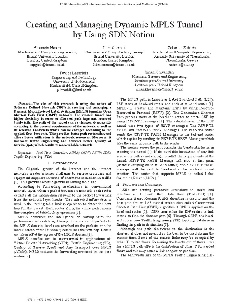 04-Creating and Managing Dynamic MPLS Tunnel by Using SDN Notion | PDF | Multiprotocol Label ...