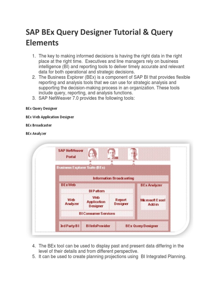 Sap Bex Query Designer Tutorial Pdf Information Retrieval Variable Computer Science