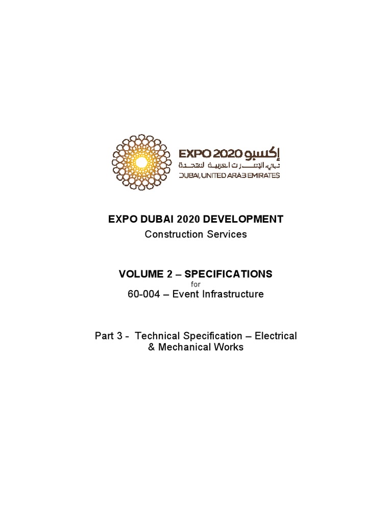 Event Infrastructure Specifications for EXPO DUBAI 2020: Electrical and ...