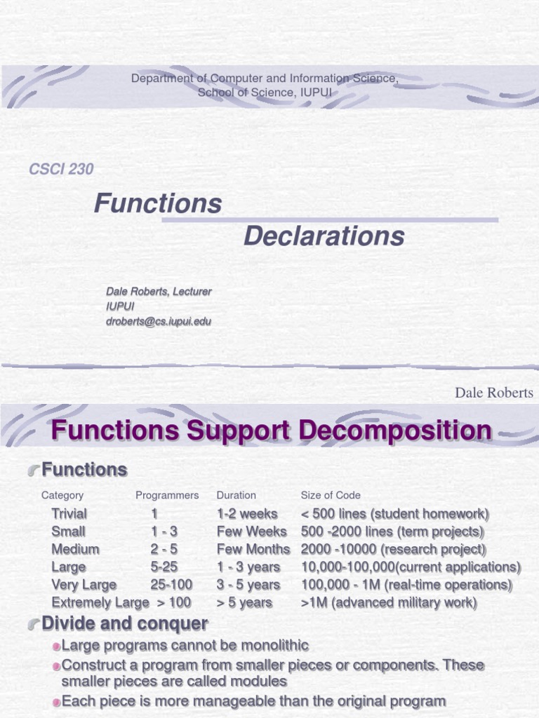 t06AFunctionsDeclarations Pps | PDF | Subroutine | Parameter (Computer ...