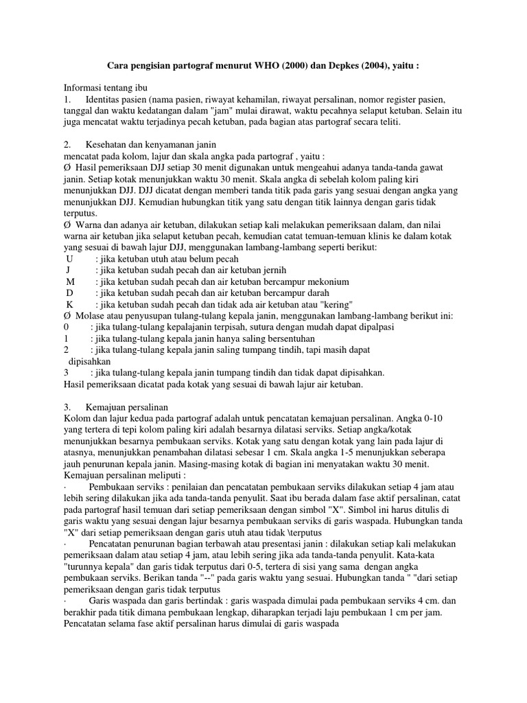 Cara Isi Partograf | PDF