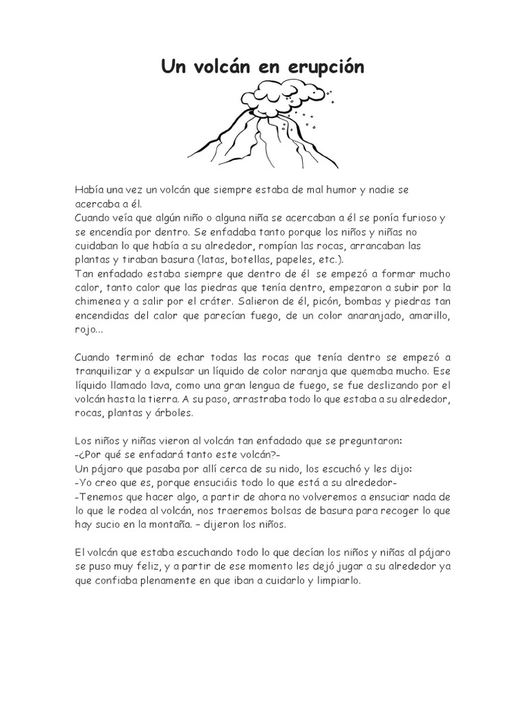 Cuento Del Volcan Comprensión Lectora