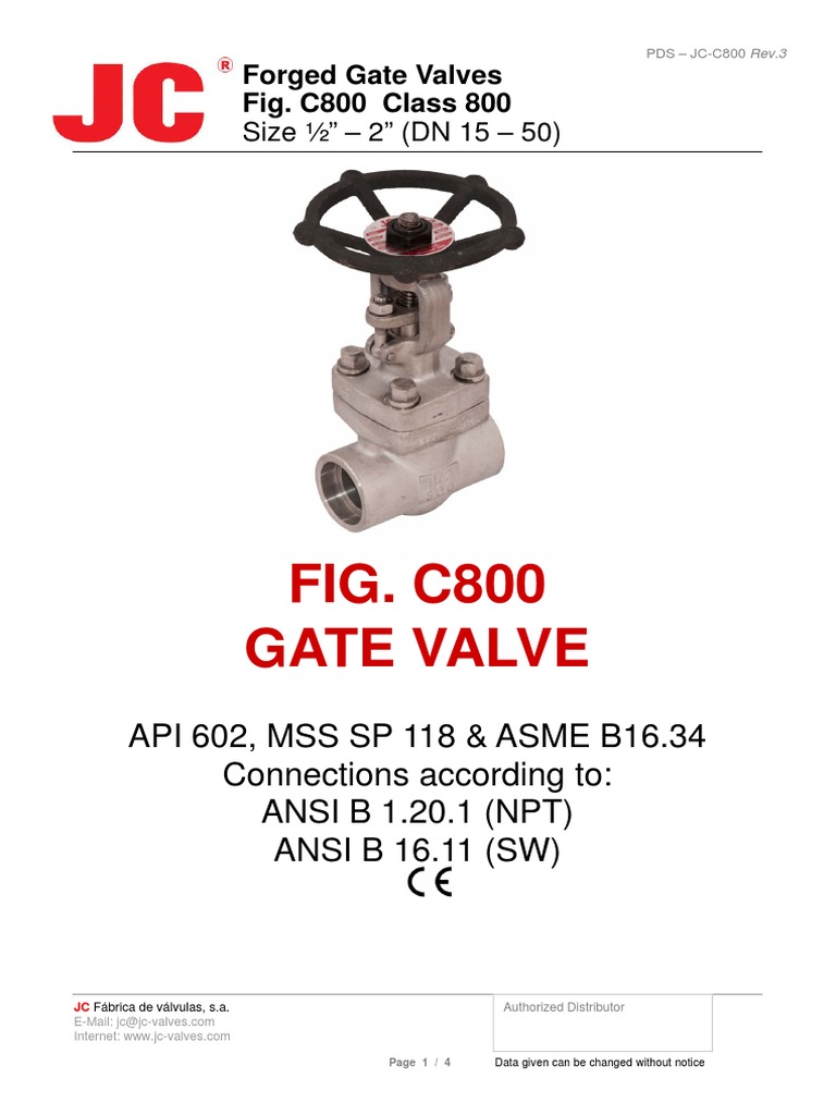 Gate Valve - 800# | PDF | Valve | Screw