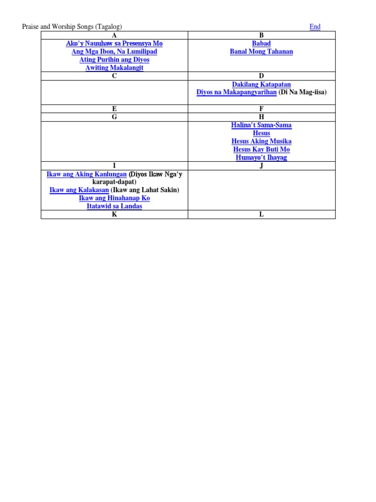 Praise and Worship Songs-Tagalog | PDF