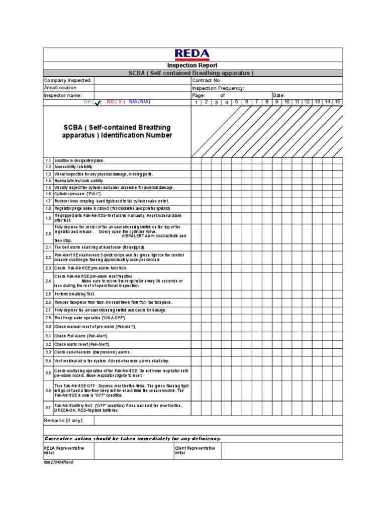 f.e.& Scba Inspection | Valve | Equipment