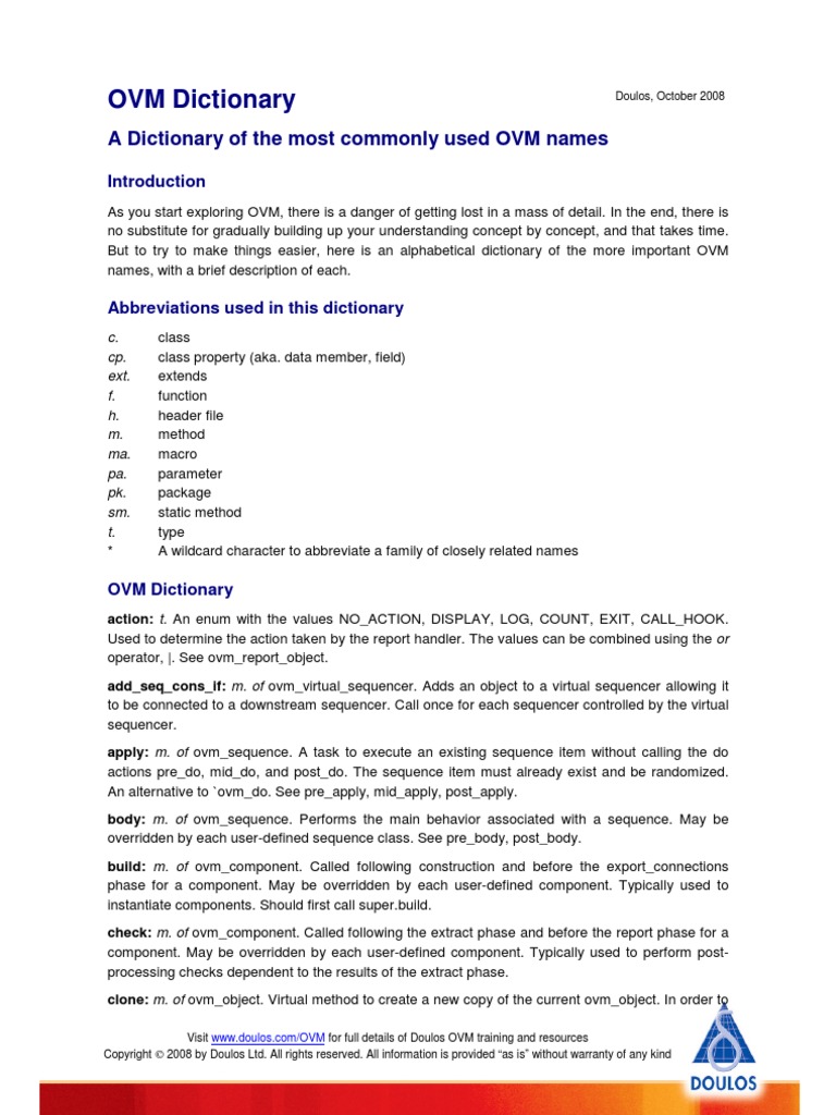 Ovm Dictionary | PDF