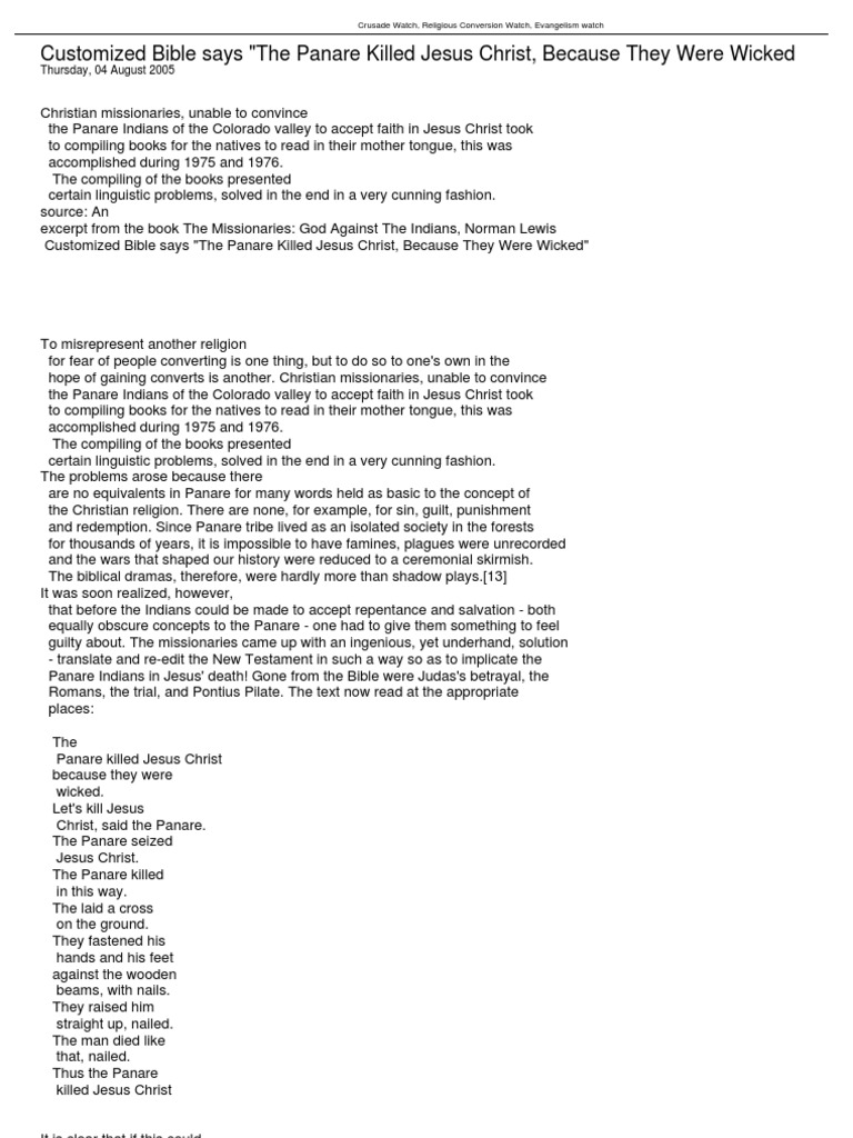 Panare Indians | PDF | Salvation | Jesus