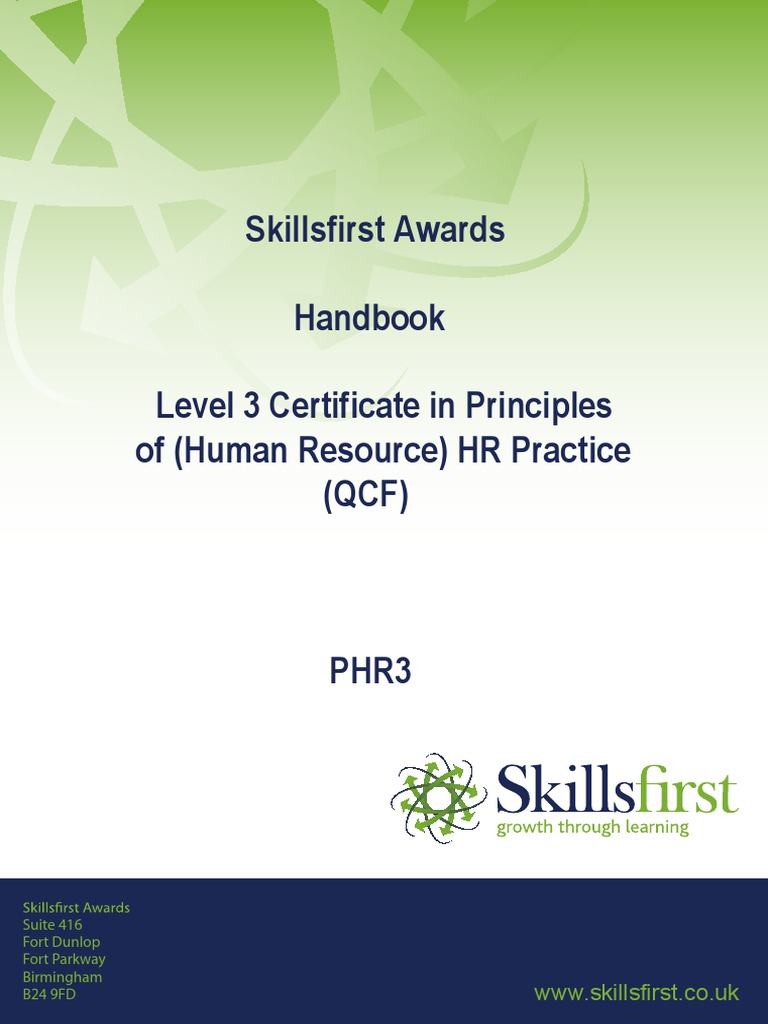 Level 3 Certificate in Principles of HR Practice QCF PHR3 | PDF ...