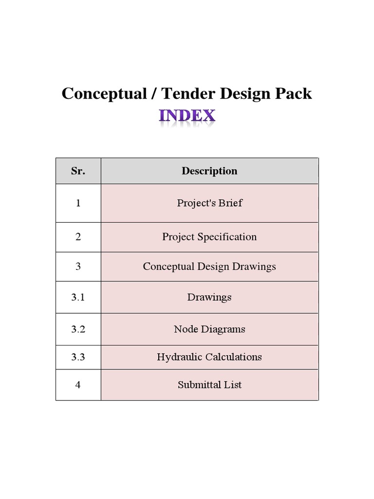 Conceptual / Tender Design Pack: Description SR | PDF