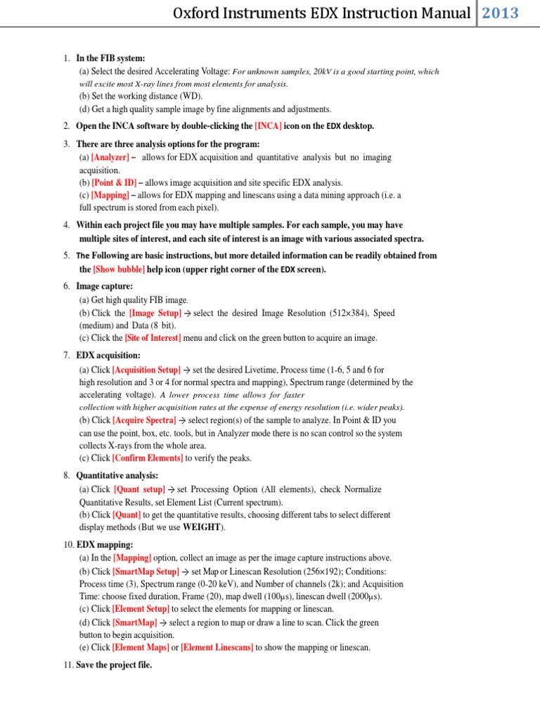 Oxford Instruments EDX Instruction Manual | PDF | Energy Dispersive X ...