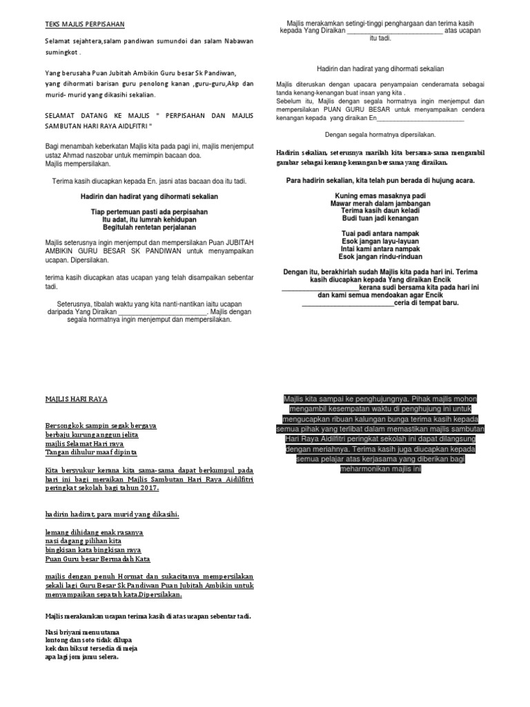 Teks Majlis Perpisahan | PDF
