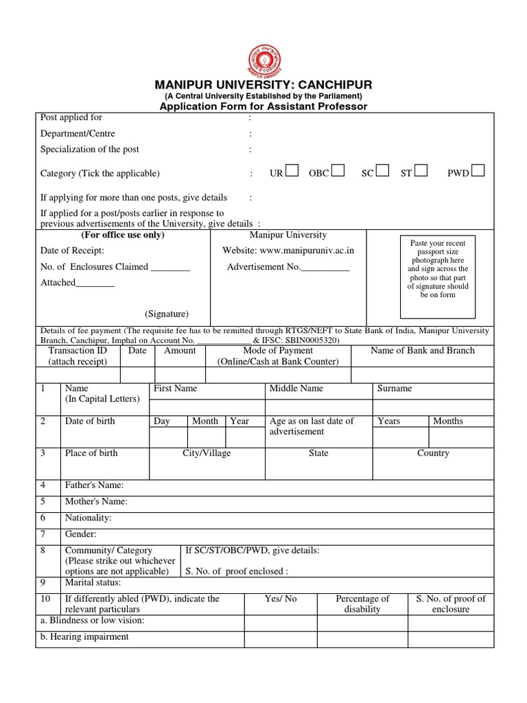 Application For Assistant Professor | PDF | Doctor Of Philosophy ...