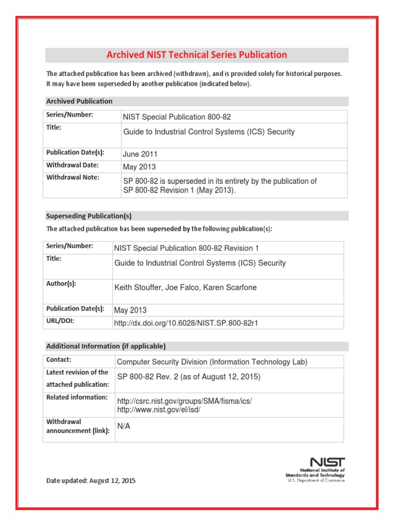 Nist SP 800-82 PDF | PDF | Scada | Computer Security