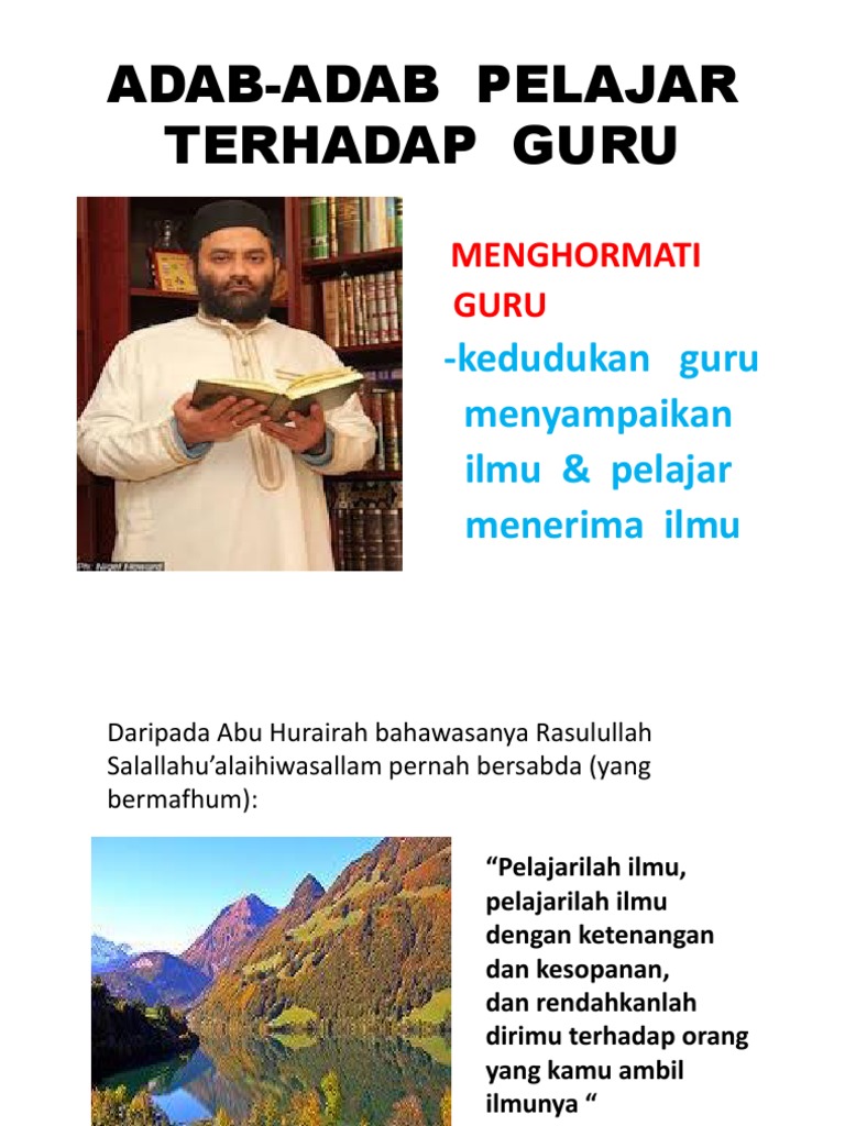 Adab Adab Pelajar Terhadap Guru | PDF