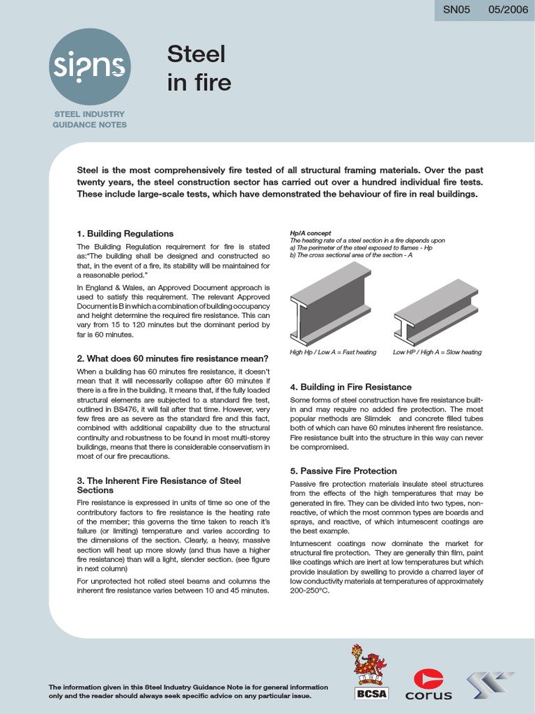SN05 - Steel in Fire | PDF | Fires | Electrical Resistance And Conductance