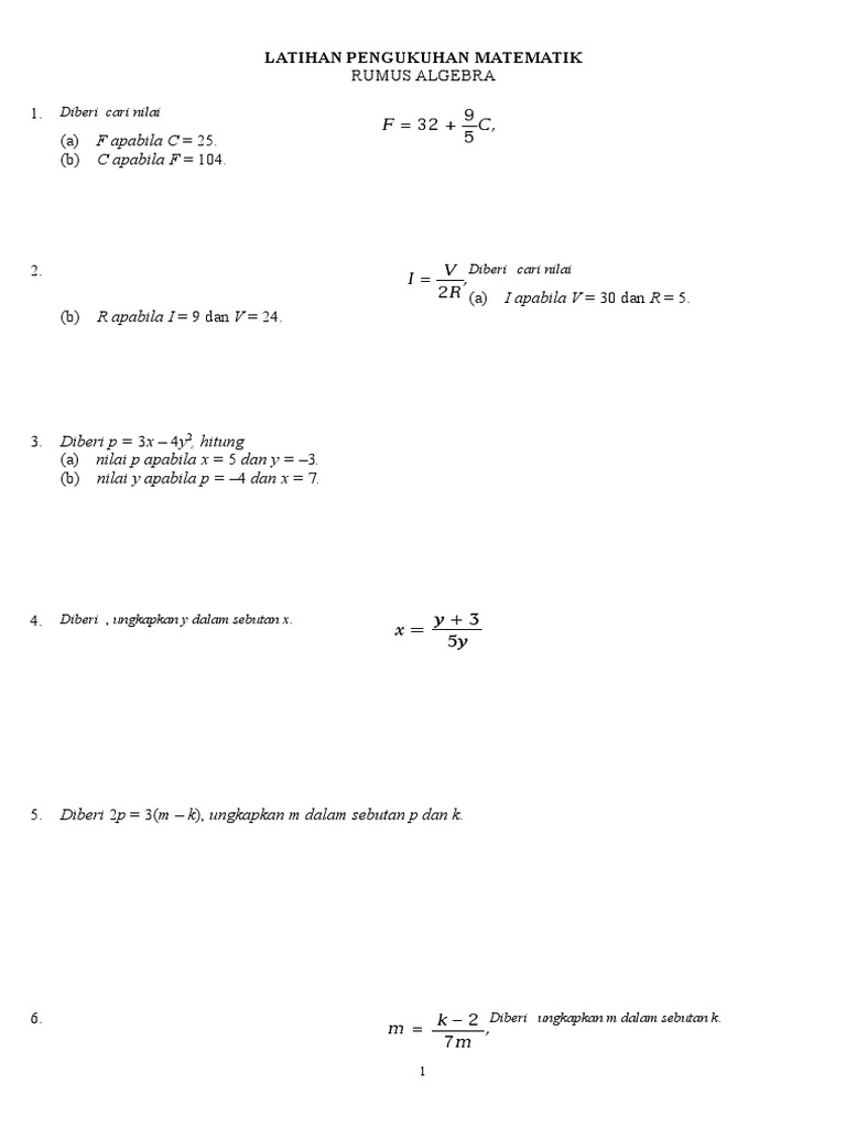 Rumus Algebra | PDF