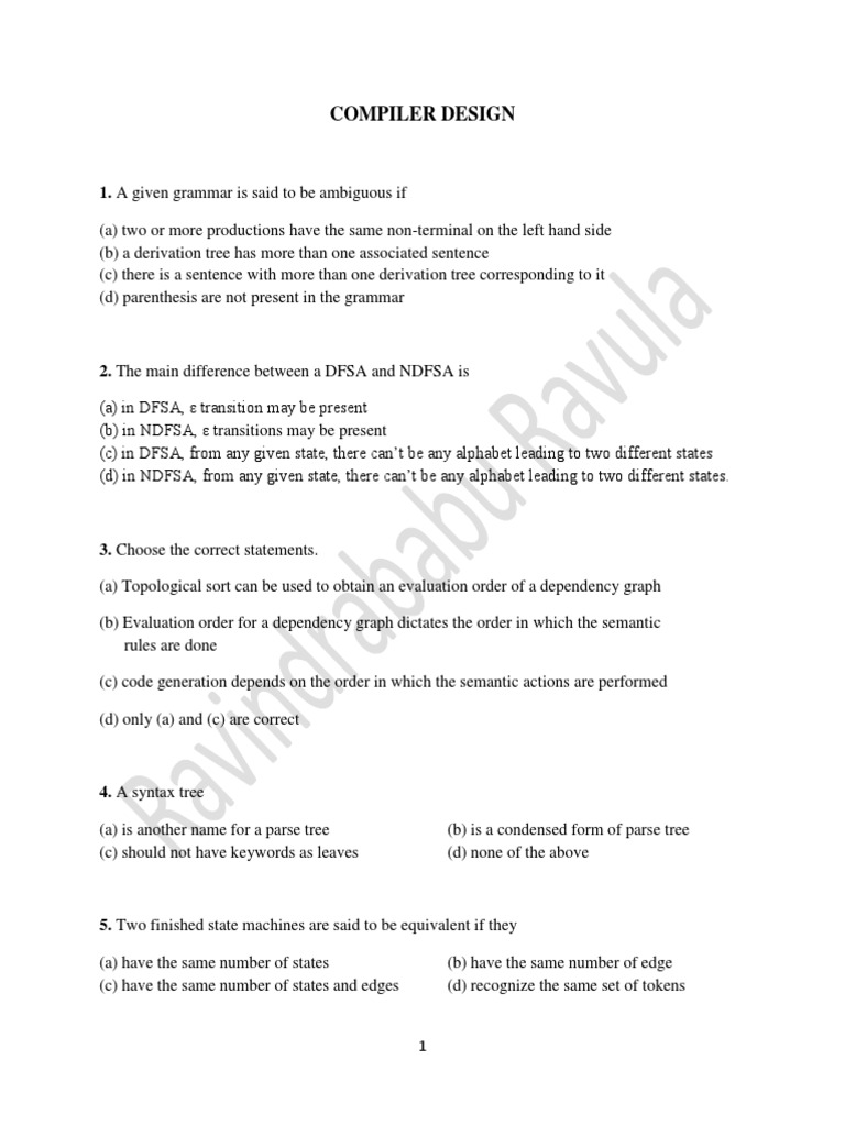 Compiler Design Question | Download Free PDF | C (Programming Language ...