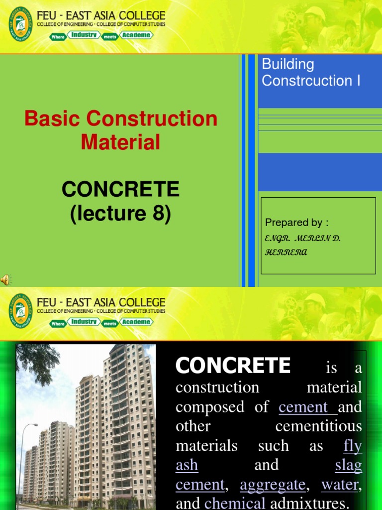 Basic Construction Material: Concrete (Lecture 8) | PDF | Construction ...