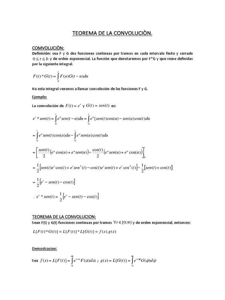 Teorema de La Convolucion | PDF | Circunvolución | Relaciones matematicas