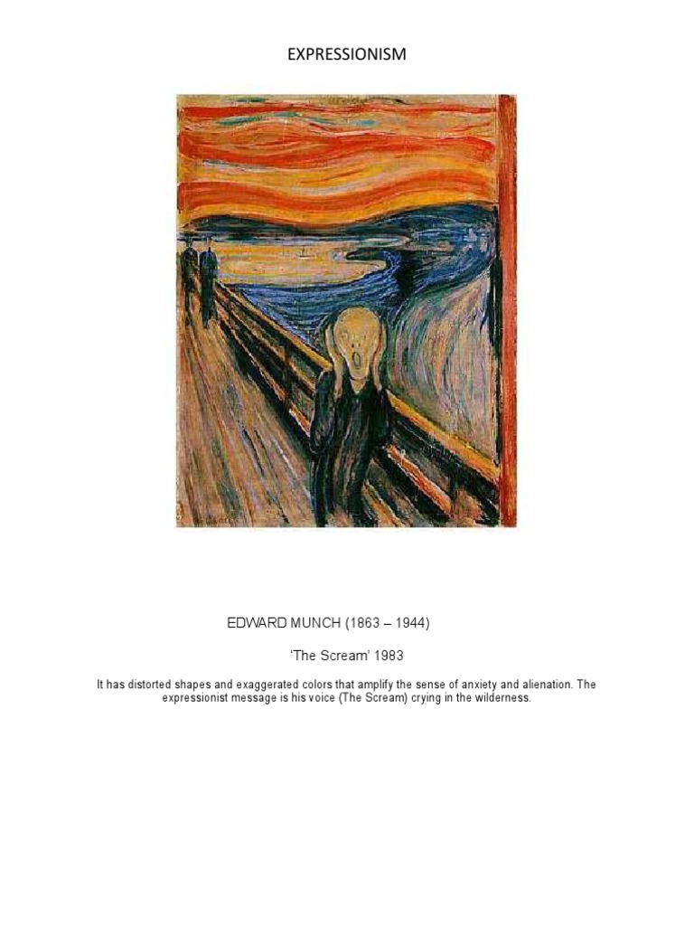 Expressionism: EDWARD MUNCH (1863 - 1944) The Scream' 1983 | PDF