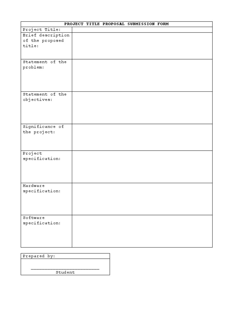 Project Title Proposal Submission Form | PDF
