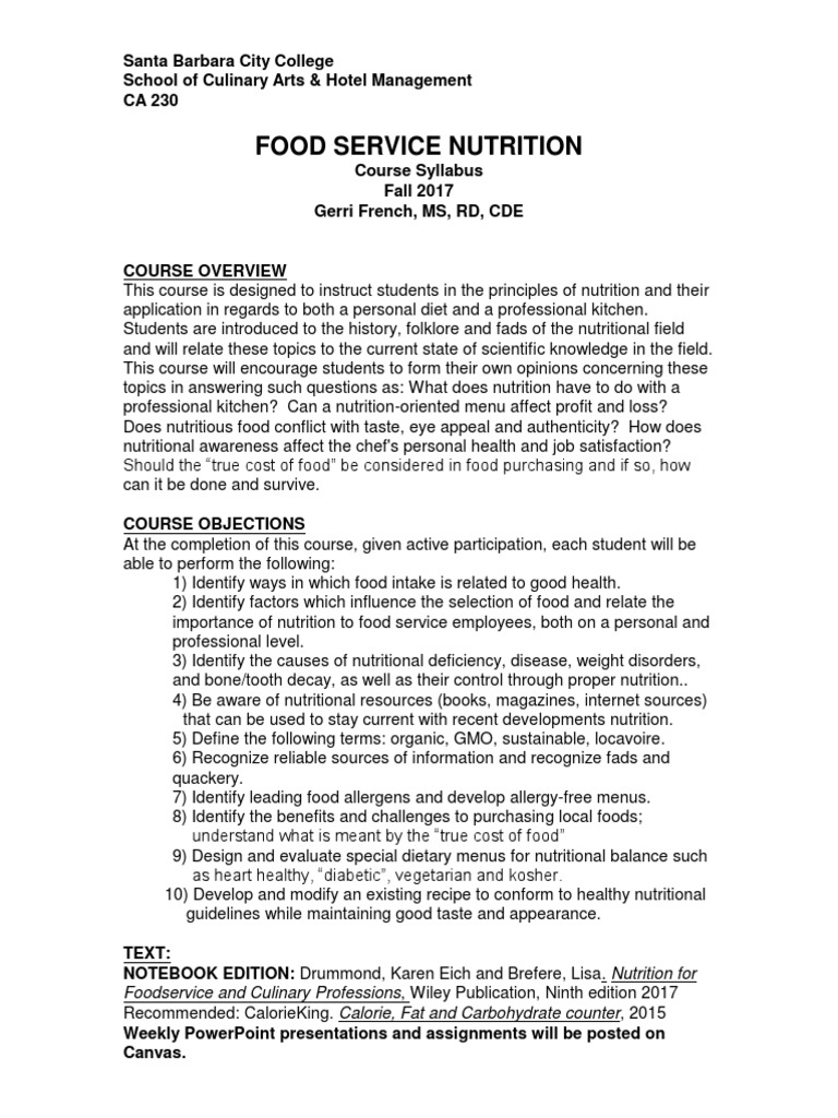 Food Service Nutrition: Foodservice and Culinary Professions, Wiley ...
