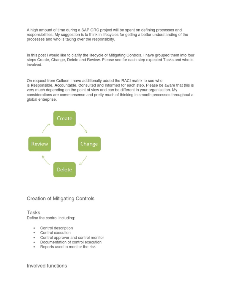 Mitigation Control Lifecycle | PDF | Internal Control | Risk