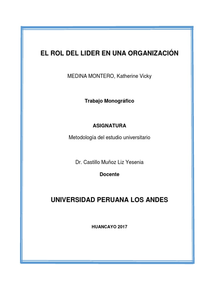El Rol Del Lider en Una Organización PDF | PDF | Liderazgo | Psicología ...