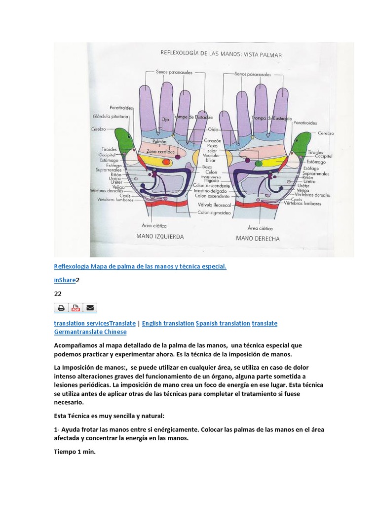 Reflexología Mapa de Palma de Las Manos y Técnica Especial | PDF ...