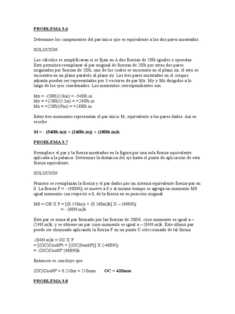 Estatica Prob3 | PDF | Vector Euclidiano | Sistema coordinado