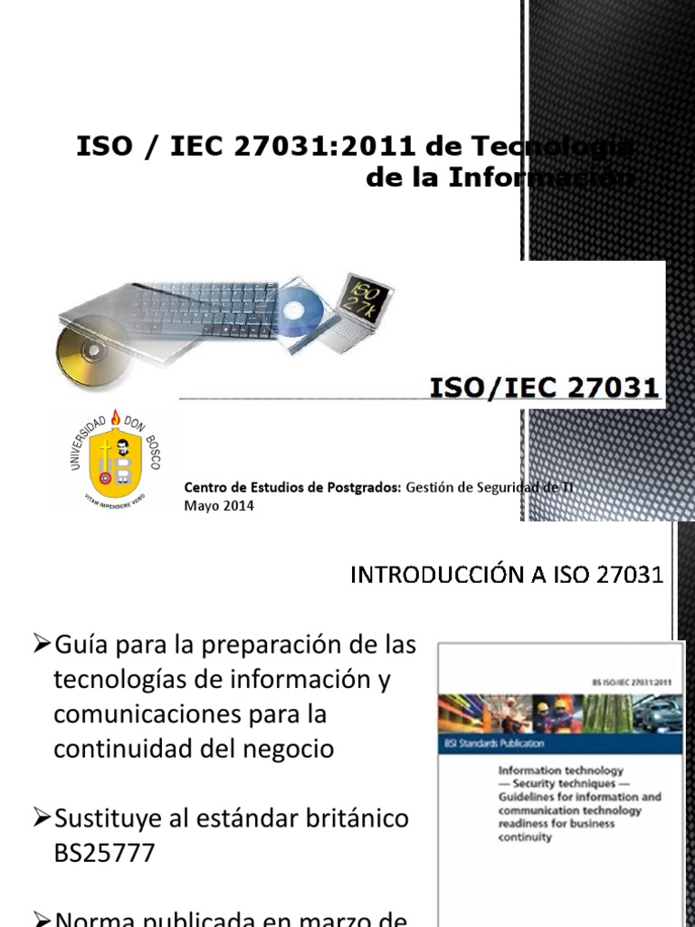 Iso 27031 | PDF | Organización internacional para la estandarización ...