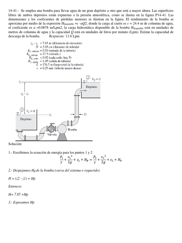 8.-Ejer 14.41 Cengel | PDF | Bomba | Mecánica