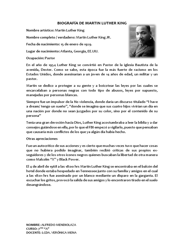 Biografía de Martin Luther King | PDF