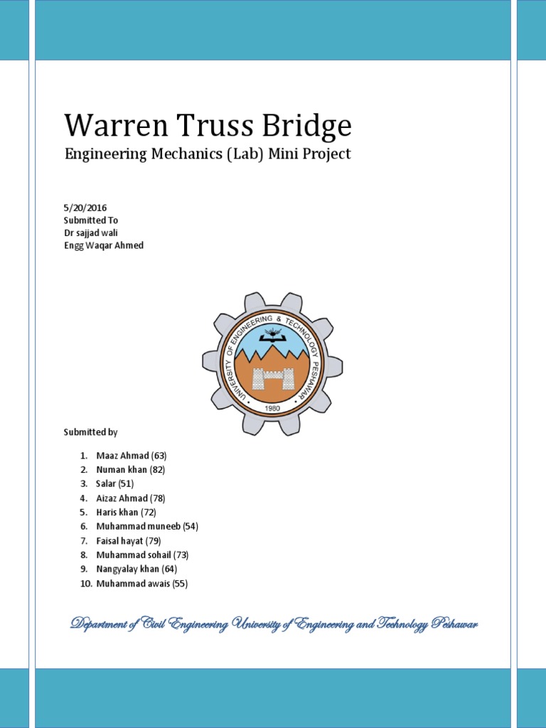 Warren Truss Bridge Lab Project | PDF | Technology & Engineering