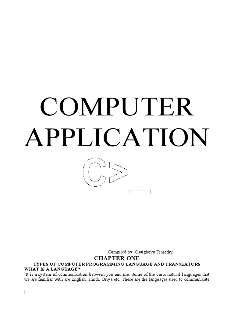 Computer Application: Chapter One | PDF | Areas Of Computer Science ...
